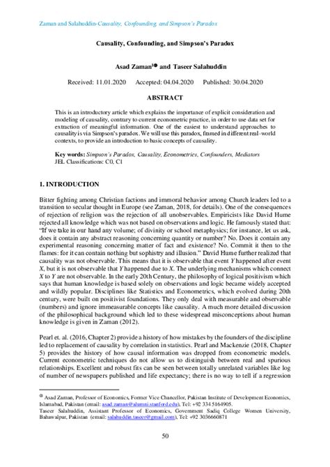 Pdf Causality Confounding And Simpsons Paradox