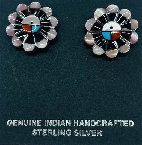 Zuni Multi Stone Sunface Earrings Richardson Trading Post