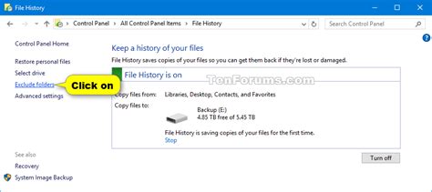 Exclude Folders From File History In Windows 10 Tutorials