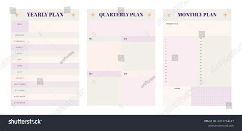 Printable Daily Weekly Monthly Yearly Planner Stock Vector Royalty