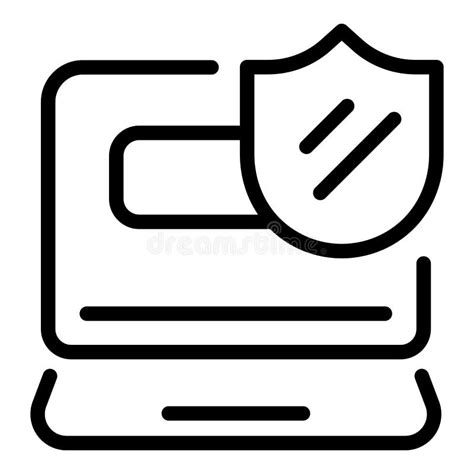 Secured Laptop Icon Outline Vector Computer Data Stock Vector