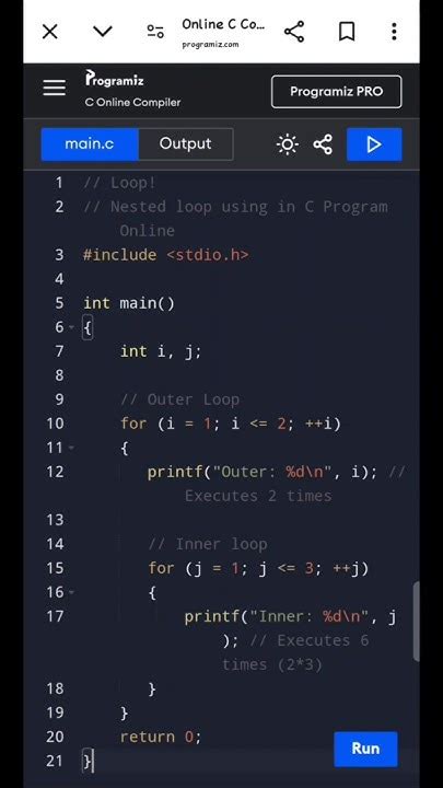 Loop! Nested loop using in C Program #nestedloop #loop #coding #trending #viralvideo - YouTube