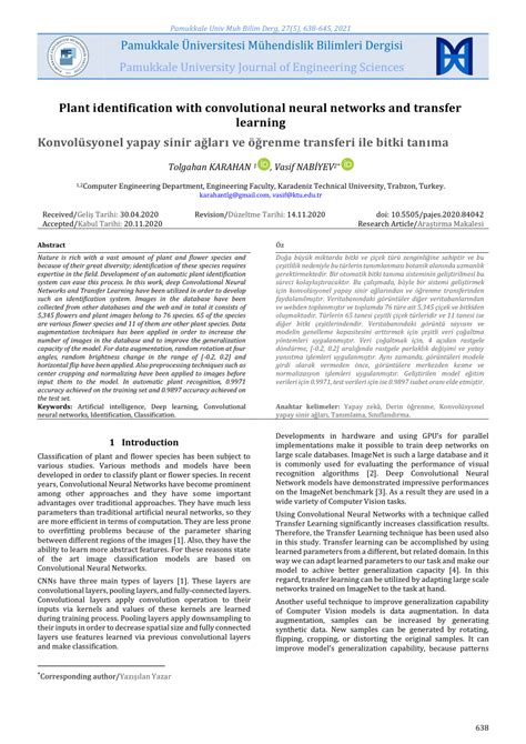 Pdf Plant Identification With Convolutional Neural Networks And Transfer Learning