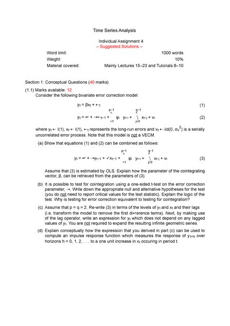 tsa assignment 4 suggested solution time series analysis individual