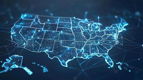 Us Cyber Network Map Data Flow And Connectivity Concept Us Cyber