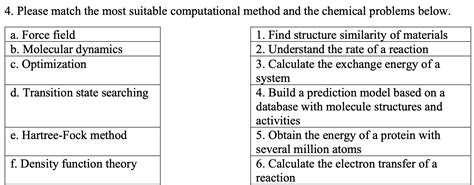 [solved] 4 please match the most suitable computational