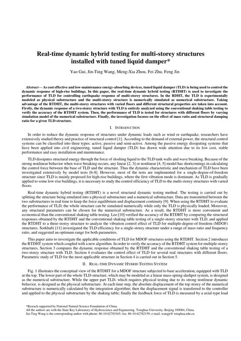 Pdf Real Time Dynamic Hybrid Testing For Multi Storey Structures