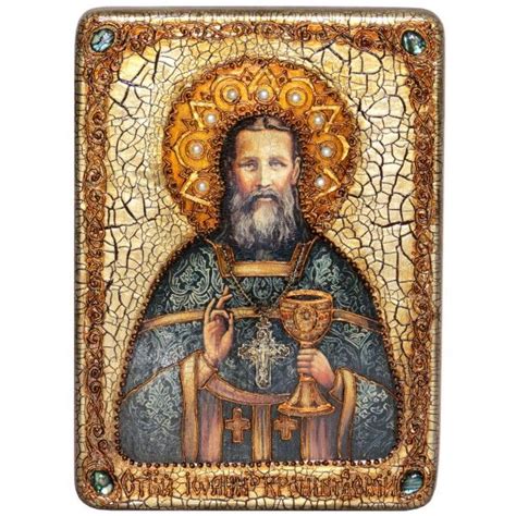 Святой праведный Иоанн Кронштадтский, Аналойная икона, 21 Х29 ...