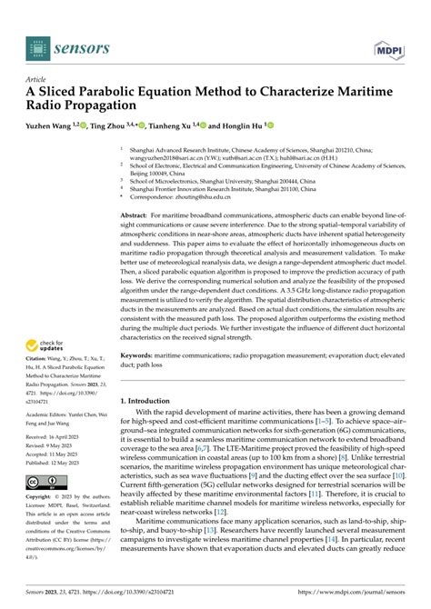 Pdf A Sliced Parabolic Equation Method To Characterize Maritime Radio Propagation