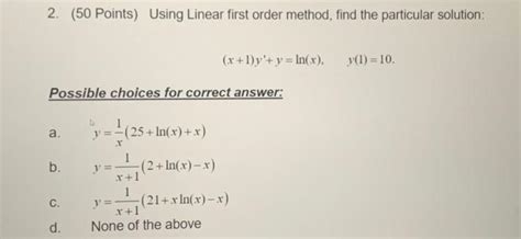 Solved 2 50 Points Using Linear First Order Method Find