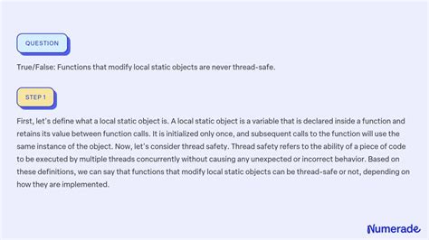 Solvedtruefalse Functions That Modify Local Static Objects Are Never
