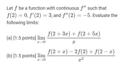 solved let f be a function with continuous f such that f 2