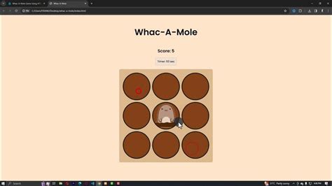 Whac A Mole Game Using Html Css And Javascript With Source Code Youtube