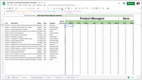 Weighted Decision Matrix Google Sheets Template