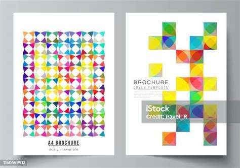 A4 형식의 벡터 레이아웃 브로셔 잡지 전단지 소책자 보고서를 위한 현대적인 커버 모의 광고 디자인 템플릿입니다 추상적인 배경 밝은 원 기하학적 인 모양으로 기하학적