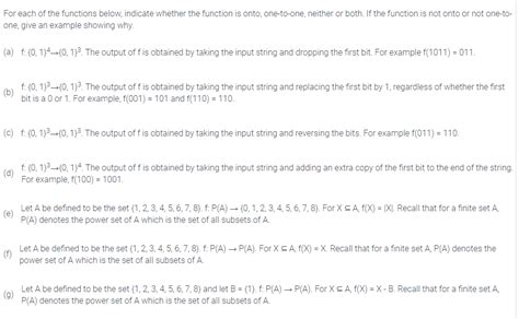 solved for each of the functions below indicate whether the