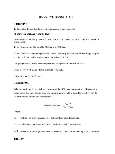Relative Density Test Pdf Density Porosity