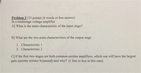 Solved Problem 2 15 Points 6 Words Or Less Answer In A Multistage