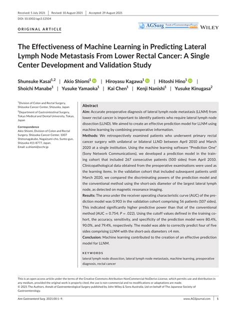 Pdf The Effectiveness Of Machine Learning In Predicting Lateral Lymph