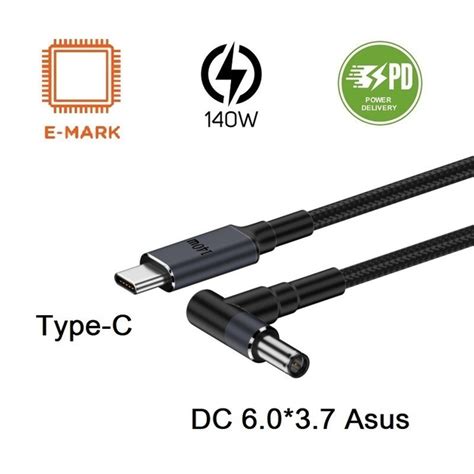 Кабель Usb Type C Dc 140w 6 0 х 3 7 Asus для заряджання ноутбука 20v 7a C Pd тригером 1 8
