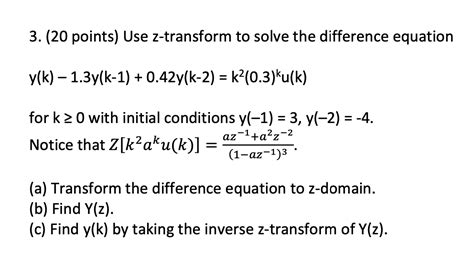 Solved Points Use Z Transform To Solve The Chegg Com