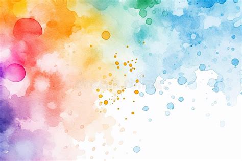 Rainbow Blobs Watercolor Pattern On White Background Abstract Grunge