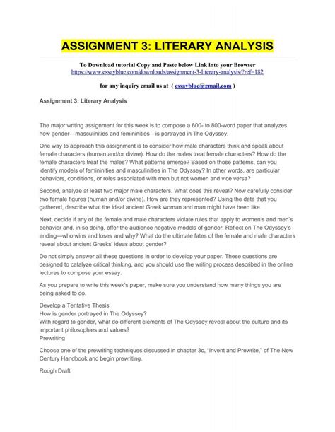 Assignment 3 Literary Analysis