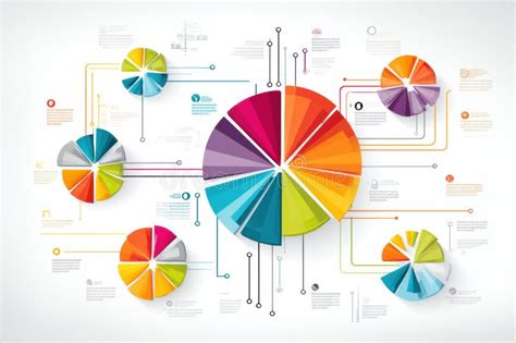 Colorful Pie Charts With Data Visualizations On A White Background Focusing On Statistics And