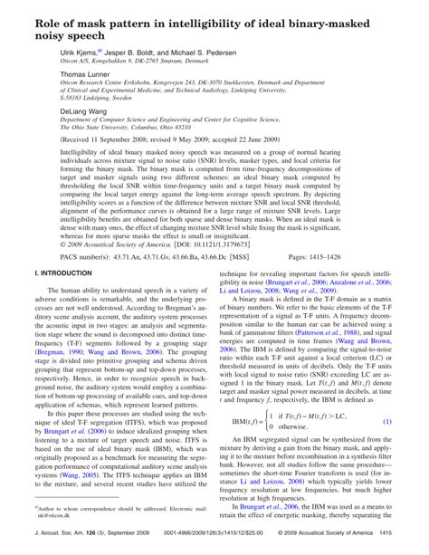 pdf role of mask pattern in intelligibility of ideal binary masked