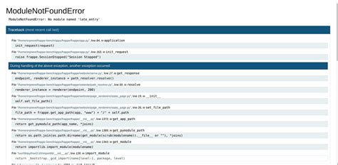 Modulenotfounderror No Module Named Lateentry Erpnext Frappe Forum
