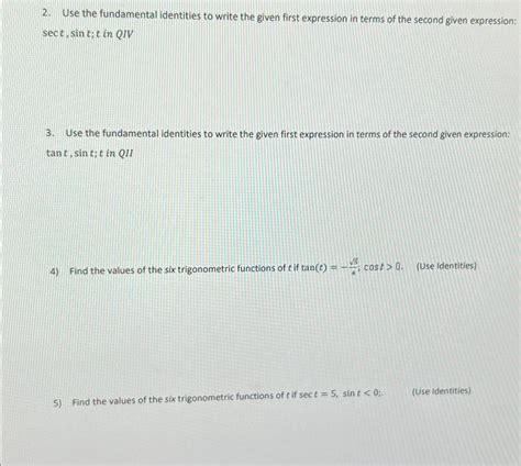 solved use the fundamental identities to write the given