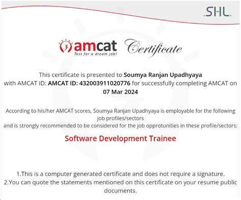 Soumya Ranjan Upadhyaya On Linkedin Softwaredevelopmenttrainee Amcat