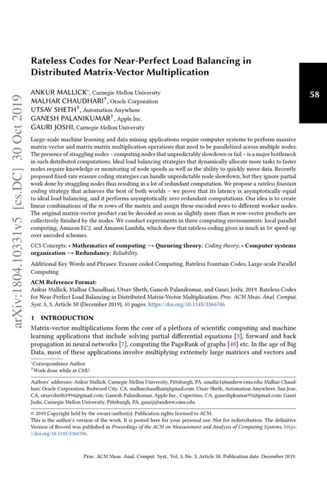 pdf rateless codes for near perfect load balancing in distributed