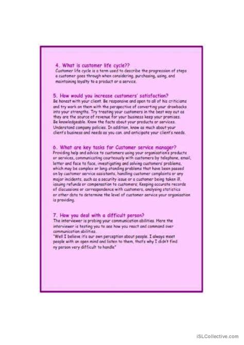 crm interview questions and answers english esl worksheets pdf and doc
