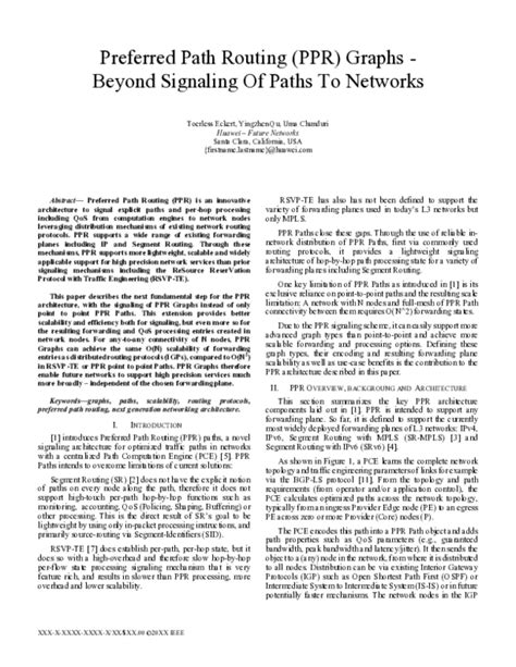 Pdf Preferred Path Routing Ppr Graphs Beyond Signaling Of Paths To Networks Uma Chunduri