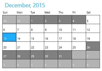 Appearance And Styling In UWP Calendar Control Syncfusion