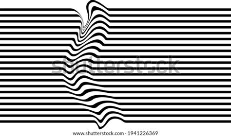Curve Deformation Horizontal Black Stripes Pattern Stock Vector