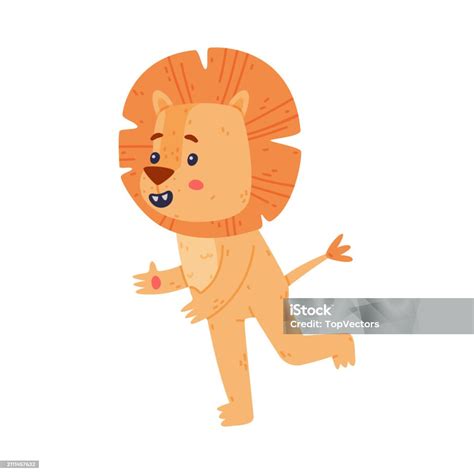 재미있는 사자 캐릭터 와 갈기 달리기 앞서간다 벡터 일러스트 갈기에 대한 스톡 벡터 아트 및 기타 이미지 갈기 고양잇과