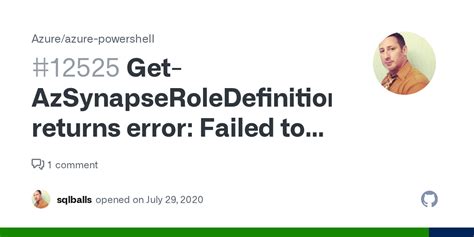 Get AzSynapseRoleDefinition Returns Error Failed To Acquire Token Silently As No Token Was