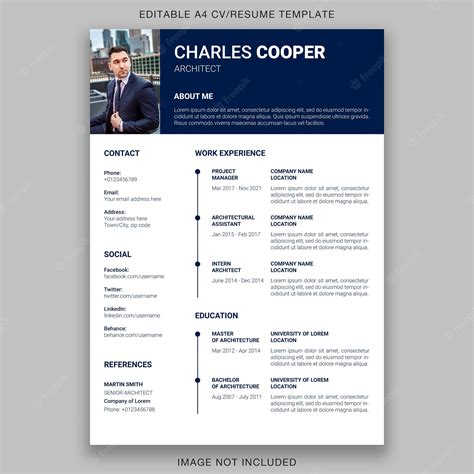 현대 미니멀리스트 간단한 이력서 이력서 템플릿 프리미엄 Psd 파일