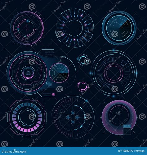 Futuristic Digital Graphics Hud Radial Shapes For Web Interface Stock Vector Illustration Of