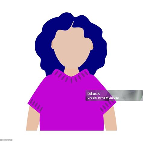 물결 모양의 푸른 머리를 가진 소녀의 실루엣 아바타 벡터 플랫 일러스트 Crash Site에 대한 스톡 벡터 아트 및 기타 이미지 Crash Site 곱슬 머리