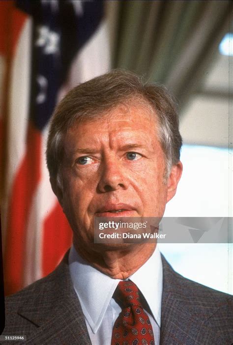 Portrait Of American President Jimmy Carter In Front Of A Flag News