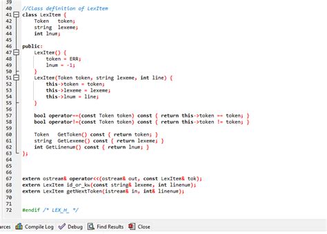 you are given a copy of lex h from programming