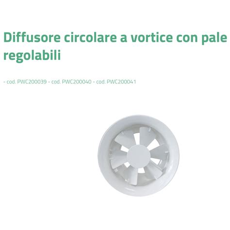 Tecnosystemi Diffusore Circolare A Vortice Con Pale Regolabili Diffusori Cod PWC