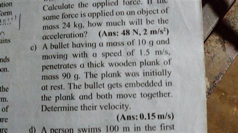 Calculate The Applied Force Ii Tic Same Force Is Applied On An Object Of