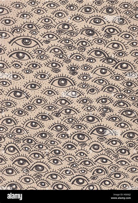Hand Drawn Illustration Or Drawing Of A Human Eyes Pattern Stock Photo Alamy
