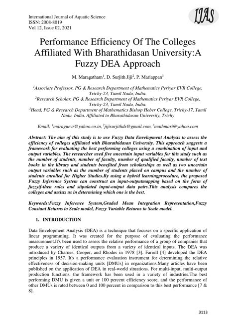 Pdf Performance Efficiency Of The Colleges Affiliated With