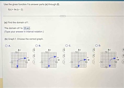 Solved Use The Given Function F To Answer Parts A Through F Fx