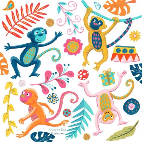 Monkey Illustration Louise Tate Illustration